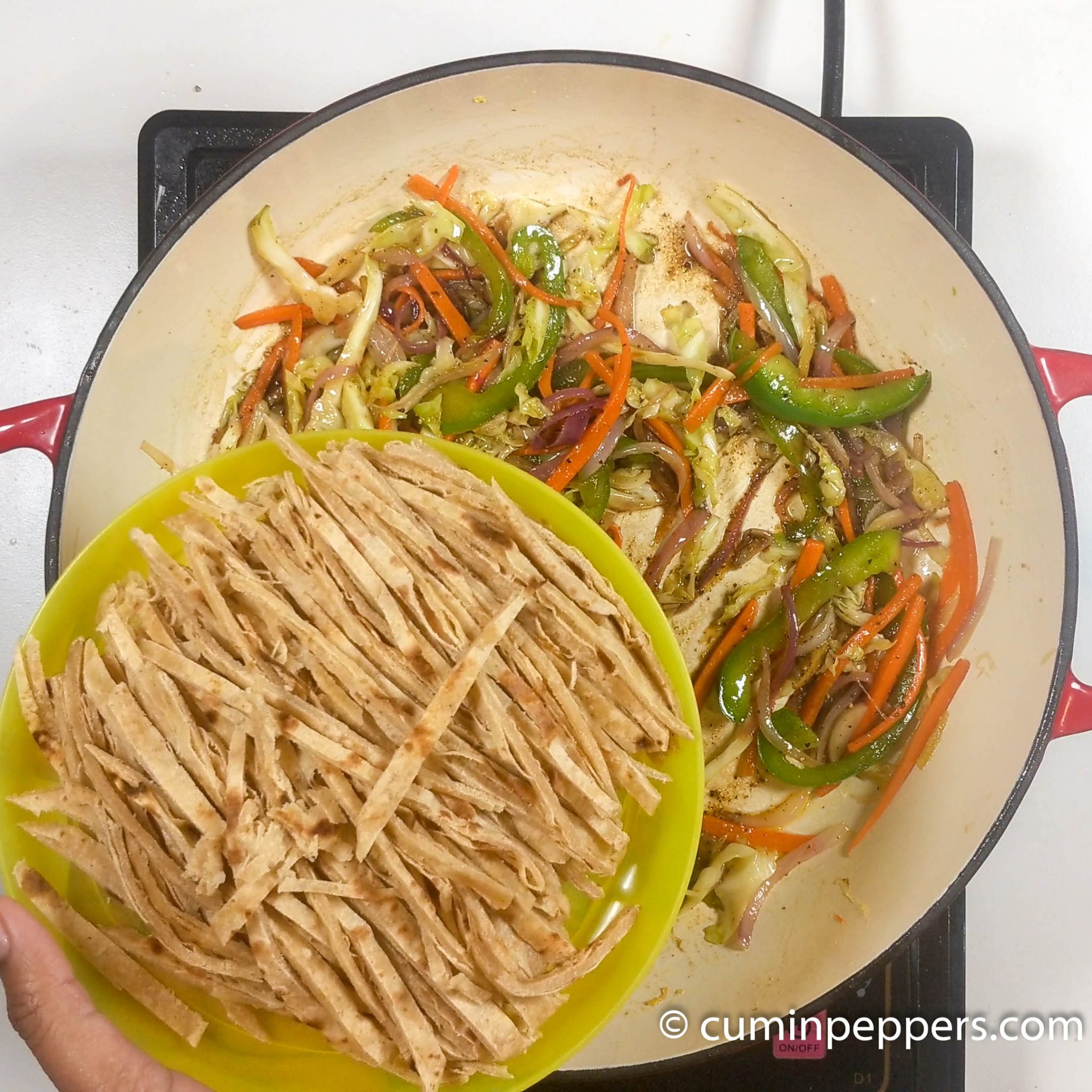 chapati noodles recipe | roti noodles - CuminPeppers